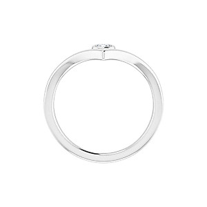 Solid 925 Sterling Silver Solitaire 1/10 Cttw Diamond Solitaire Bezel-Set "V" Ring Band (.10 Cttw) (Width = 8.7mm) - Size 8.5