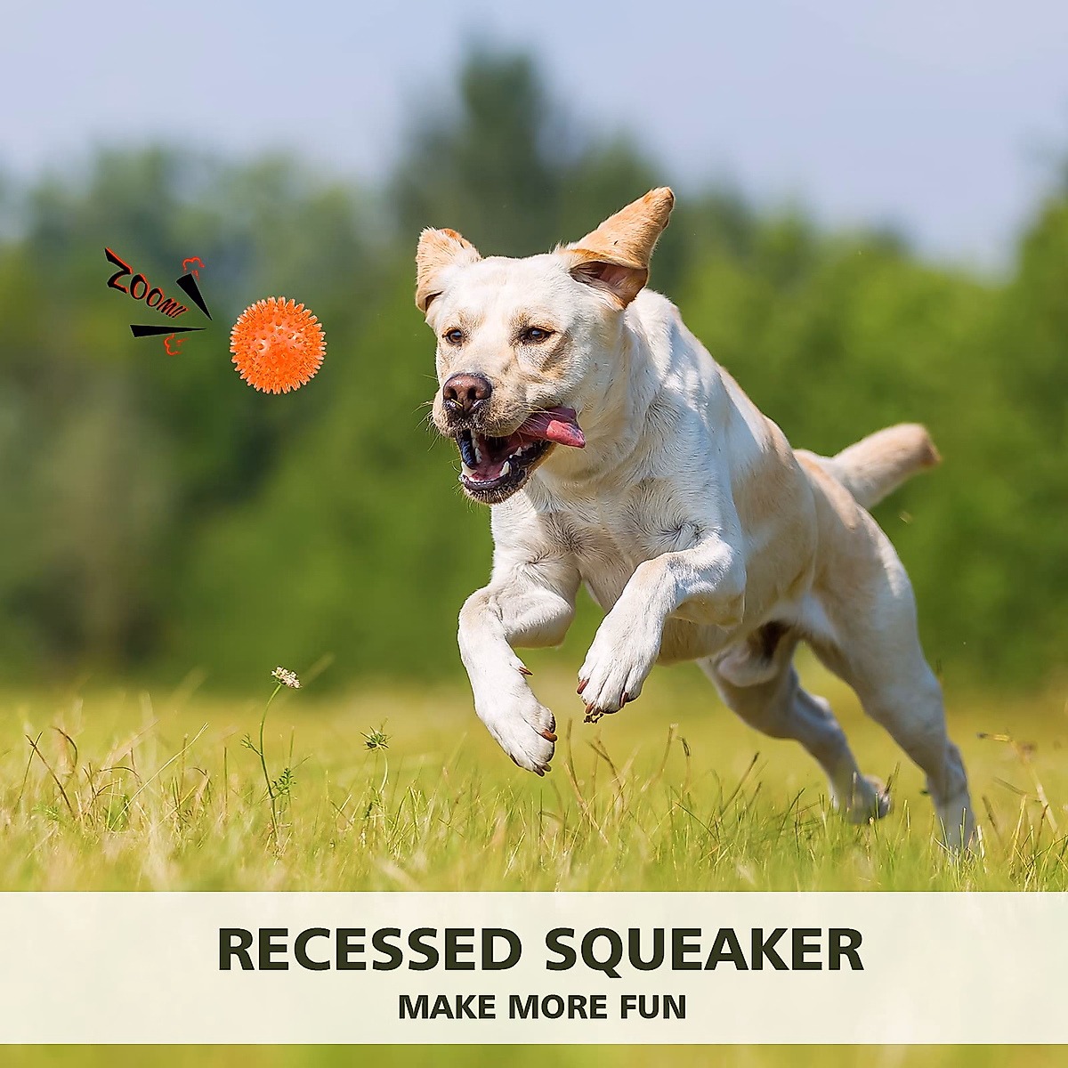 petizer 3-Pack 3.5” Squeaky Dog Toy Balls, Floating Dog Pool Balls, Spiky Dog Balls Water Toys, Durable Interactive Fetch Toys for Puppy, Dog Chew Toys for Teething (3.5", Medium/Large Dog)