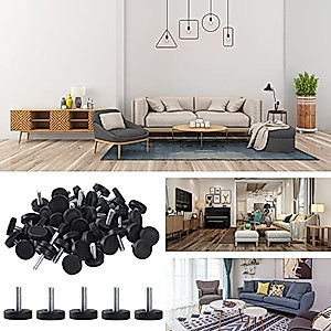 Yasashii 28 PCS M6 Thread Adjustable Furniture Levelers, Galvanized Steel Levelers Screw for Furniture Legs, Threaded Leveling Feet Glides for Table Legs, Chair Legs, Cabinet and Sofa Legs