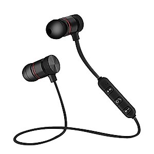 Yoidesu Wireless Headphones, Portable Wireless Bluetooth Headphones Magnetic Earbuds Sports Earphone Built-in Microphone for iPhone Android(Black)