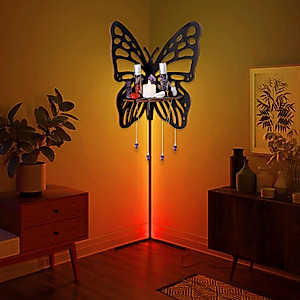 Generic Corner Wall Shelf, Wooden Butterfly Hollow Display Rack, Bohemian Wall Handicraft Ornament Shelf, Minimalist Home Wall Decoration (A)