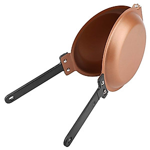 ZJchao Frying Pan, Double Side Frying Pan Non-Stick Flip Folding Frying Pan (Golden)
