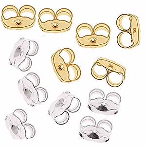 Tripmark Fashion Jewelry 14K Gold/White Gold Color Earring Backs 12 Pieces Replacement Earring Backs