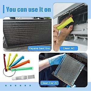 2 Pieces Different Fin Comb Condenser Fin Straightener Air Condition FCR6 Fin Comb and Stainless Steel Fin Comb Radiator Repair Tool Set for Straighten Evaporator Condenser Coils