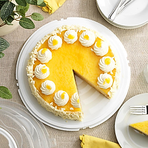 MosJos Round Cake Carrier, BPA-Free Plastic Cake Keeper with Lid, Fits 10” Cakes, Two Secure Side Closures, Dishwasher Safe Cake Transport Container (White -)