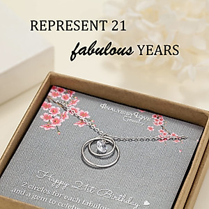 AnalysisyLove 21st Birthday Gifts for Her, Sterling Silver Infinity 2 Circle Necklace for Daughter, Gifts for 21 Year Old Women, Birthday Party Friendship Gift Ideas for Her