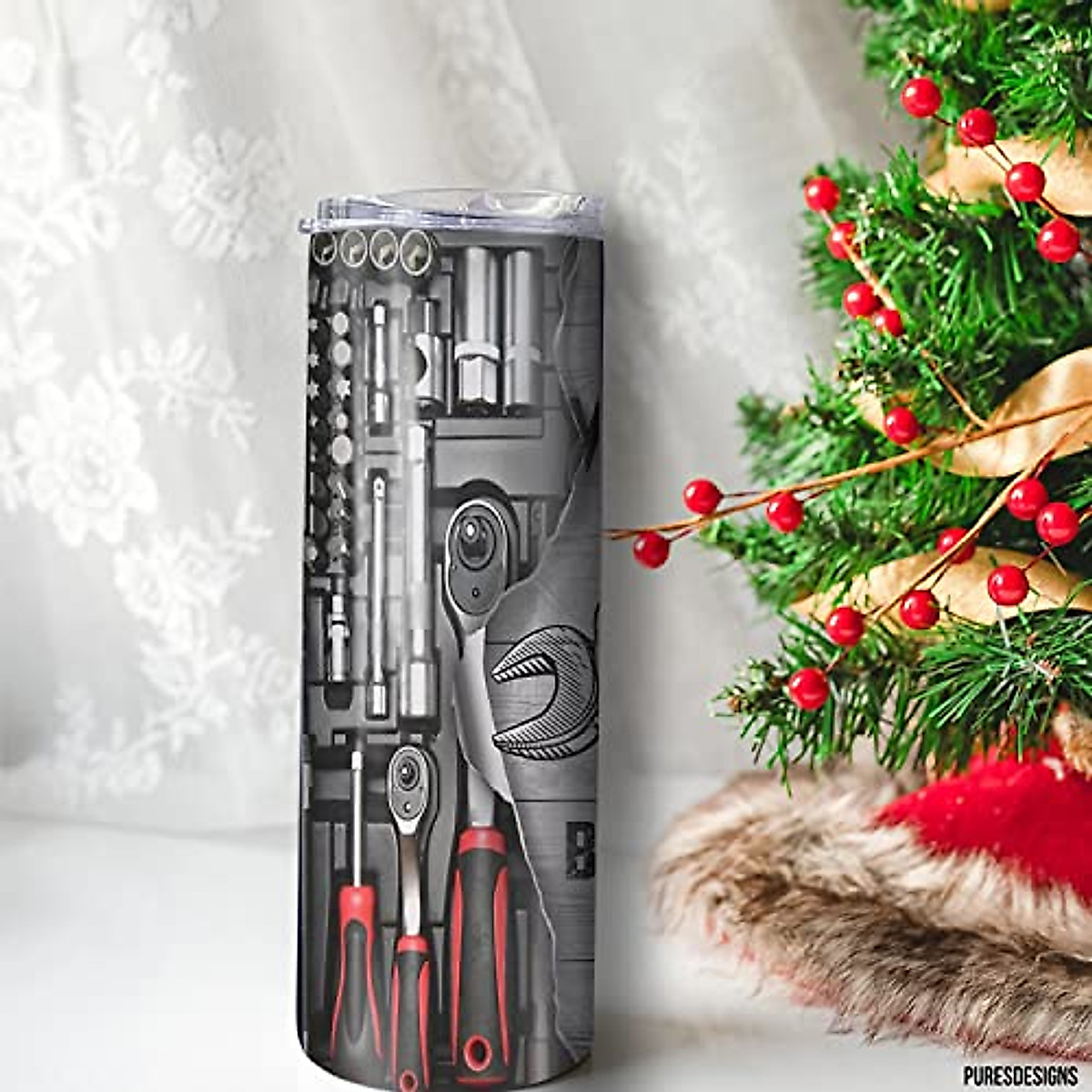 Mechanic Tools Box Motivational Car Love Funny Tumbler Cup Best Gift For Mens, Dad, Plumber Handyman - Double Wall Vacuum Thermos Insulated Travel Coffee Mug 20oz With Lid