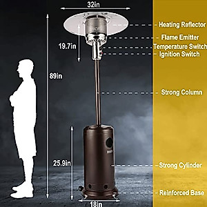48000 BTU Heater, Patio Heater for Outdoor Use, 89inch Heater with Portable Wheels, Propane Gas Heaters with Auto Shut-off Tilt Valve for Commercial & Residential, ETL Certification