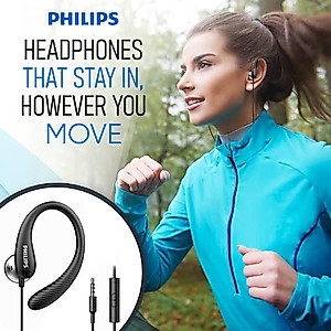 Philips Over The Ear Earbuds, Flexible Wrap Around Earbuds, Around Ear Headphones with Mic Behind The Ear Headphones, Perfect for Sports, Running, Exercise, Gym, Lightweight Earhook Sports Headphones