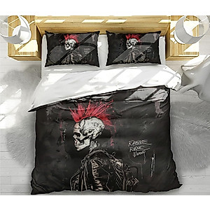 Aimery Punk Rock Duvet Cover Set - Soft and Breathable, Microfiber Comforter for All Seasons with Bold Punk Rock Designs (King (104"x90"),04)