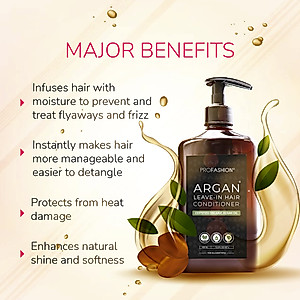 Profashion Argan Oil Leave In Conditioner For Curly Hair - Deep Conditioner For Dry Damaged Hair - Deep Conditioner For Curly Hair - Vegan, Paraben Free, Sulfate Free Conditioner - 400ML/13.5 FL OZ