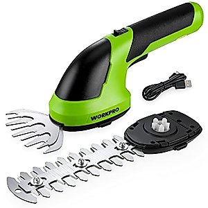 WORKPRO Cordless Grass Shear & Shrubbery Trimmer - 2 in 1 Handheld Hedge Trimmer 7.2V Electric Grass Trimmer Hedge Shears/Grass Cutter Rechargeable Lithium-Ion Battery and Type-C Cable Included