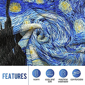 Levens Blanket The Starry Night by Vincent Van Gogh - Art Print Throw Blanket for Women Girls Gifts, Soft Fluffy Lightweight Blankets Decor for Home Bedroom Couch Blue Twin 60"x80"