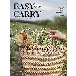 Straw Hats for Women, Visor Hats for Women Beach Hats for Women Sun Hat Womens Straw Hat Made of Natural Raffia