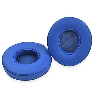 Sqrgreat Solo 2 Ear Pads Replacement for Beats Solo 3 Solo 2 Wireless Headphones, Memory Foam Protein Leather Ear Pads Replacement Earbuds Cushion(Not Fit Solo 2 Wired, Blue)