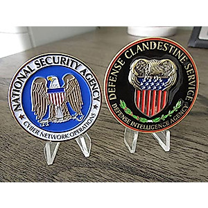 Set of 2 Challenge Coins Defense Intelligence Agency Clandestine Service Dia DCS & NSA Cno Cyber Network Operations