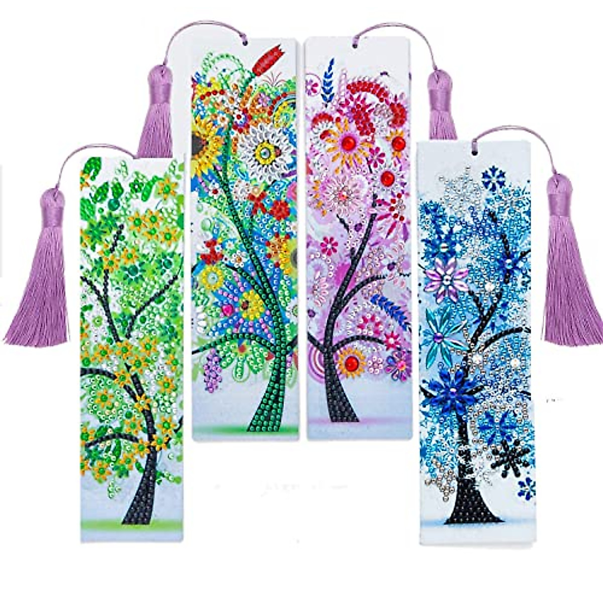 Diamond Bookmarks for Christmas: Four Seasons Trees Bookmarks and 3 Mandala Diamond Art Bookmarks