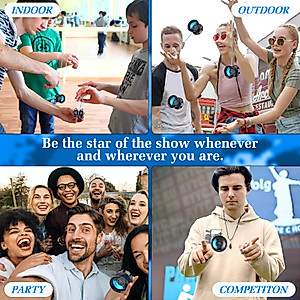 YOYOSTUDIO Yoyo Professional Unresponsive Yoyos with Dual Aluminum Alloy Rings, Pro Tricks Yo yos for Adults, Metal Yoyo for Kids Beginners with Strings, Gloves & Case Black and Blue (Black Ring)