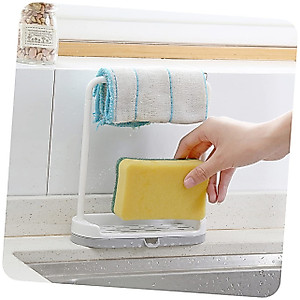 Sink Drying Dual- Dish Organizer Dishcloth for Soap Removable Rack Plastic and Sponge Cloth Brush Rackgrey Rag Storage Kitchen Stands with Countertop Holder Grey