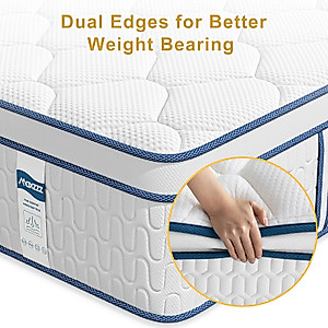 Maxzzz Queen Mattresses, 14 Inch Euro Top Hybrid Mattress, Luxury Mattress for Back Pain, Heavier Coils Innerspring for Motion Isolation & Balance Support, Mattress-in-a-Box