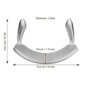 8.7 Inch Stainless Steel Mezzaluna Knife - Salad Chopper Rocker Pizza Cutter Rocker Knife Curved Blade Sharp Blade Double Handle Fruit Vegetable Mincing Knife