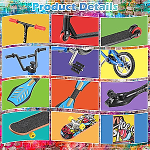 55 Pcs Mini Finger Toys Finger Skateboards Finger Bikes Finger Scooter Finger Pants Mini Swing Board Bicycle Lock Finger Replacement Wheels Tools Traffic Signs for Movement Party Favors Accessories
