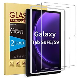 SPARIN 2 Pack Screen Protector for Galaxy Tab S9 FE 5G 10.9 inch/Galaxy Tab S9 11 inch, 9H Tempered Glass with Easy Installation Frame, S Pen Compatible/HD Clear/Anti Scratch
