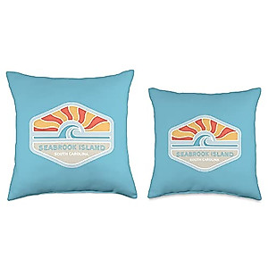 I Love Seabrook Island SC Ocean Apparel Shop I Love Seabrook Island Beach South Carolina Ocean Wave SC Throw Pillow, 18x18, Multicolor
