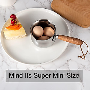 IMEEA Mini Milk Warmer Pot 8.5oz/250ml Butter Warmer 18/10 Tri-Ply Stainless Steel Small Milk Saucepan with Wood Handle