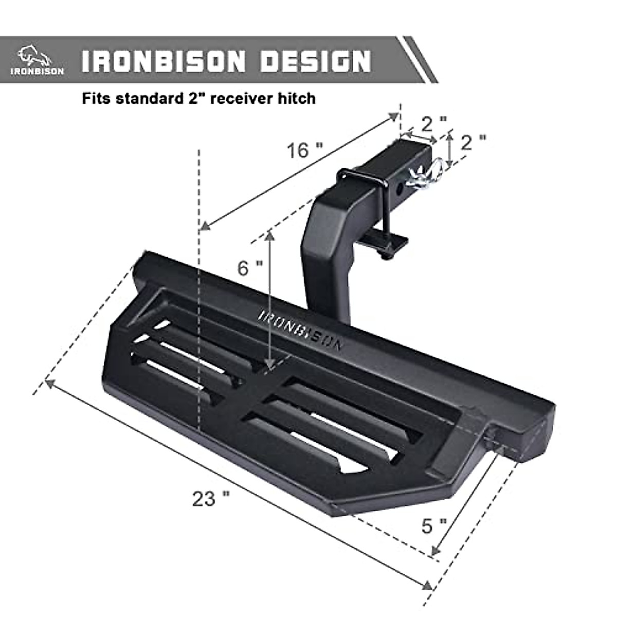IRONBISON Hitch Steps Universal Fit 2" Hitch Receivers with 5" Drop ...