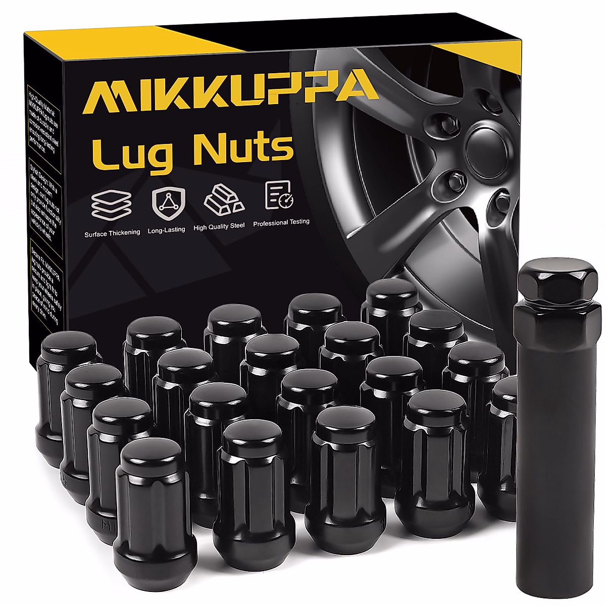 MIKKUPPA M12x1.25 Lug Nuts - Replacement for 1993-2022 Nissan Altima, 1988-2022 Nissan Maxima, 1997-2023 Subaru Forester Aftermarket Wheel 20pcs Black Closed End Lug Nuts