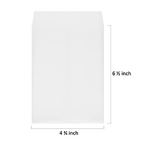 Translucent Paper Bags 4 3/4 x 6 1/2, Vellum Envelopes A6 Self Seal for 4x6 Cards, Wedding Confetti Toss Bags, Invitations, Photos, Graduation, Small Business, Party Favors, Gift Wrapping (White)