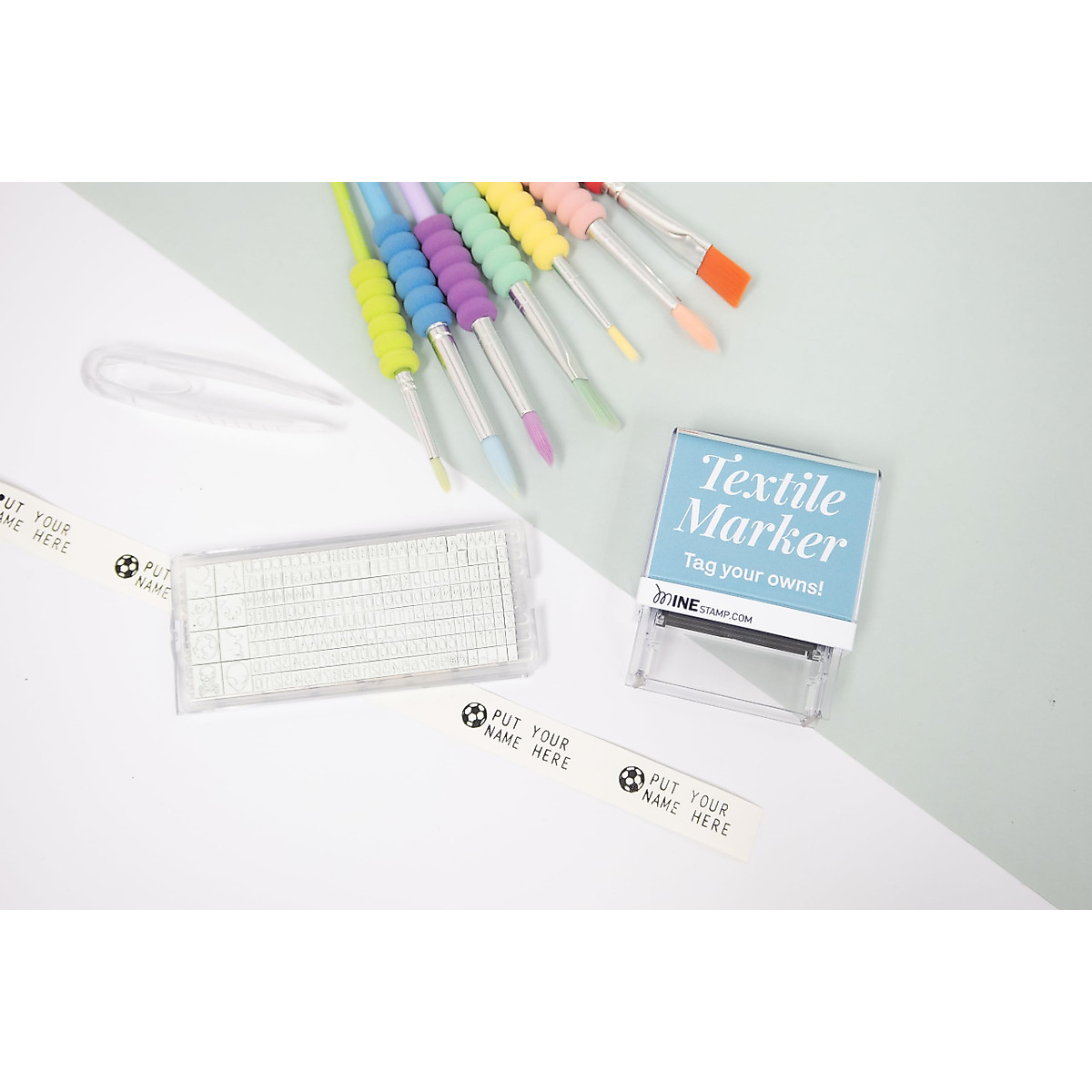 Mine Stamp Clothing Marker, Suitable for Books & Accessories, Personalize Garment, Childrens School Uniform/Clothes/Clothing Labels for Kids/Children, no Need to sew, for School Wear.