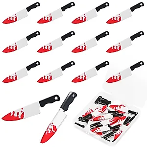 CCOZN 12 Pcs Fake Knife Charms, Halloween Pendant Mini Acrylic Knives Beads for Women DIY Jewelry Making Crafting Halloween Charms with Box, 45 x 9mm