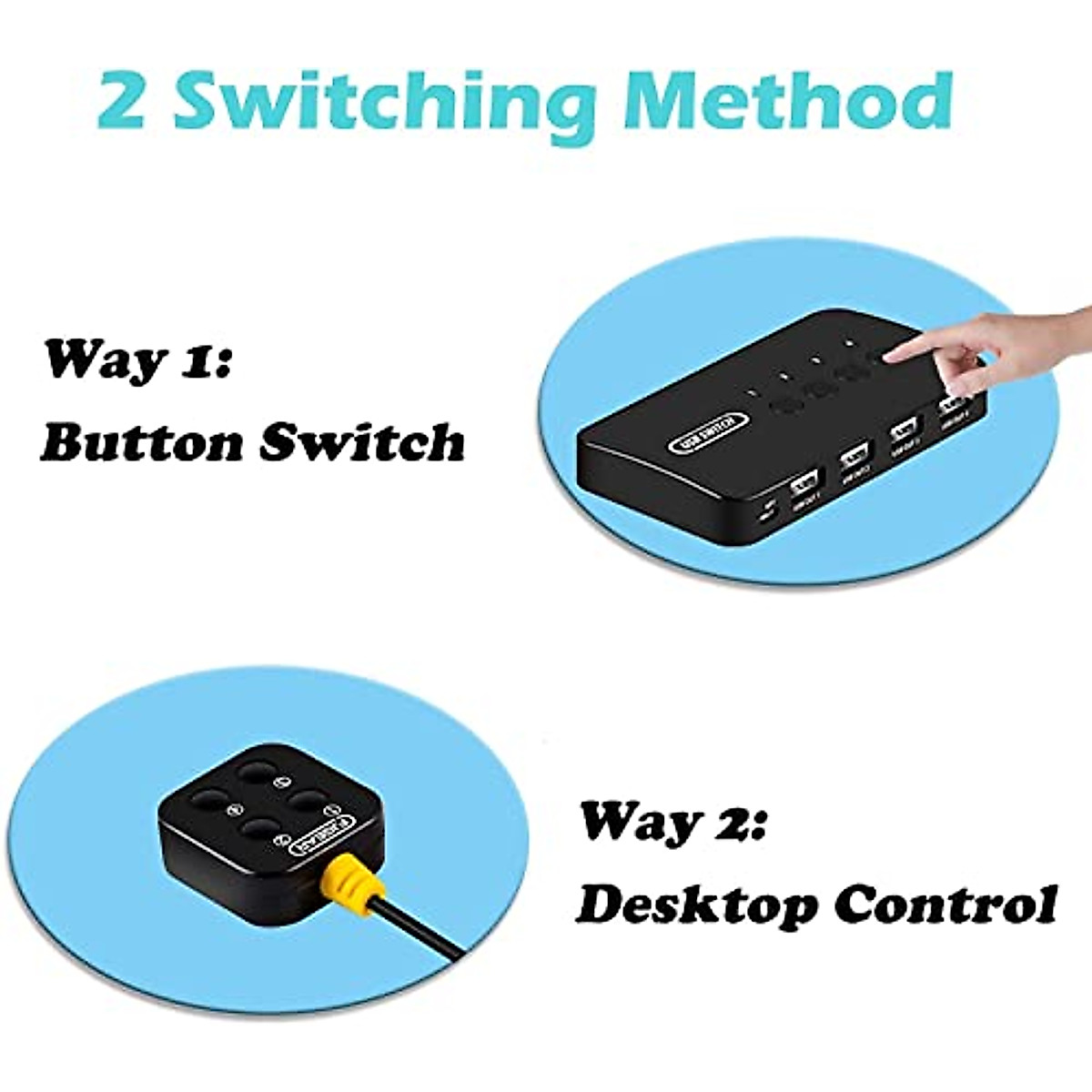 USB Switch 4 in 4 Out, USB Switcher Selector 4 Port for 4 Computer Share 4 USB Devices Keyboard Mouse Printer Scanner with Desktop Controller and Cables
