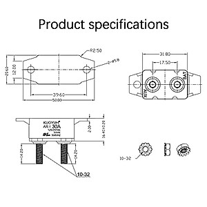 4PCS DC 12V-24V Automatic Reset Circuit Breaker with Cover Stud Bolt, Automotive Replacement Accessories for Battery Chargers, Trucks, Buses, Car Engines, Marine, Electric Cars (50A)