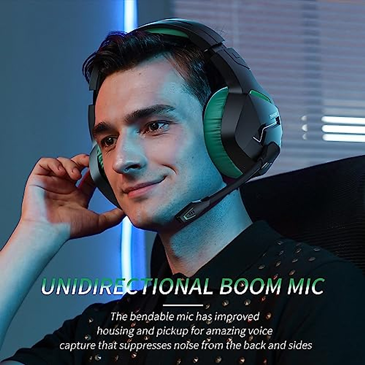 BINNUNE Wireless Gaming Headset with Microphone for PC PS5 PS4, 2.4GHz Low Latency, Bluetooth 5.0 USB Gamer Headphones with Mic for Laptop Computer