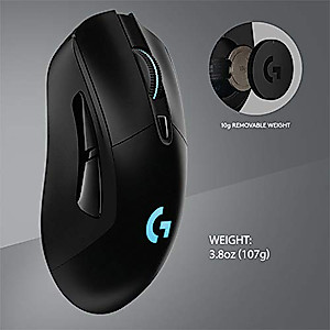 Logitech G703 Lightspeed Wireless Gaming Mouse W/Hero 25K Sensor, PowerPlay Compatible, Lightsync RGB, Lightweight 95G+10G Optional, 100-25, 600 DPI, Rubber Side Grips - Black