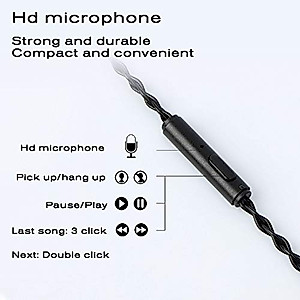 JCALLY Earbuds Cable, QDC Cable,Replacement Cable Oxygen-Free Copper Upgrade 5N OFC Headphone Wire 8 Shares 2Pin 0.78mm Earphone 3.5mm Wire with Microphone JC08S (Black) (Black 0.78mm)