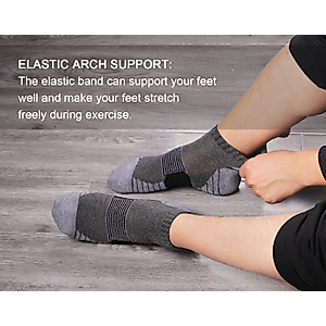 COOVAN Mens Socks Ankle Cushion Athletic Elastic Arch Support Running Tab Socks 6 Pairs