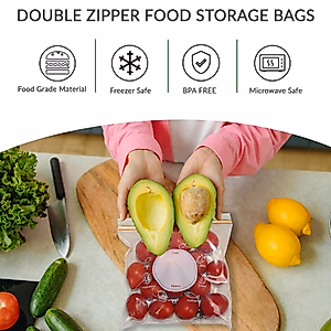 80 Pcs Gallon Storage Bags 10.5X11 IN Freezer Bags Double Zipper Reusable Sandwich Bags Zip Bag For Food Storage Fruit Nuts Cakes Cookies Snack Meal Prep Containers