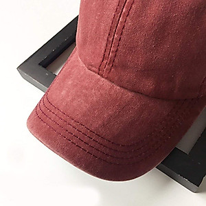 Unisex Vintage Washed Distressed Baseball Cap Twill Adjustable Dad Hat,C-burgundy,One Size
