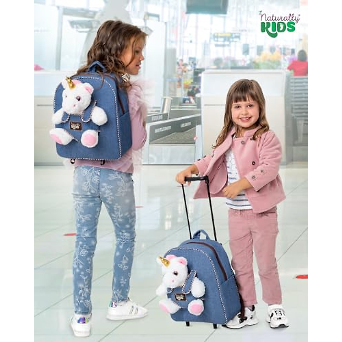 Unicorn Rolling Backpack for Girls, Kids Suitcase with Wheels, Kids Luggage, Toddler Suitcase