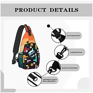 Star Gaming Block Chest Sling Bag Crossbody Backpack Travel Hiking Casual Daypack For Women Men