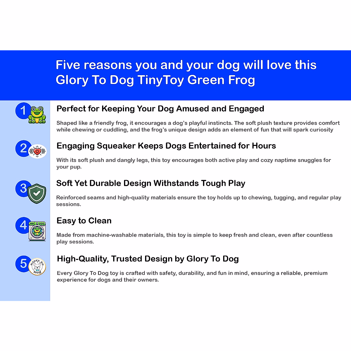 Glory To Dog TinyToy Green Frog Plush Dog Toy for Puppies and Small Dogs