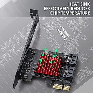 MZHOU 2 SATA Expansion Card, PCI-E 3.0 GEN3 JMICRON + JMB582 Chip, 6 Gbit/s Expansion Adapter Cards with Low-Profile Bracket