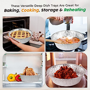 DCS Deals Extra Deep Round Foil Pans – Disposable Aluminum Foil Camping Dutch Oven Liner Pans – These Versatile Deep Dish Trays Are Great for Baking, Cooking Size 9" (12 Pack)