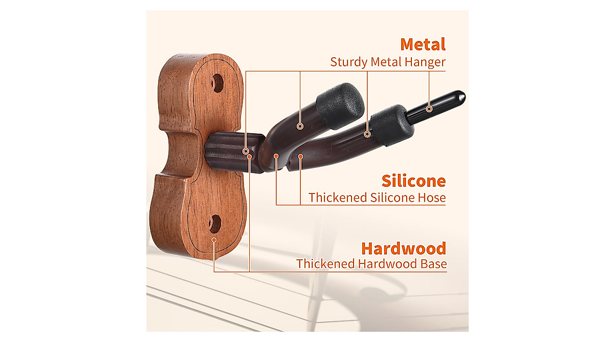 Violin Wall Mount Hanger with Bow Holder - Durable & Stylish