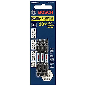 BOSCH ITDETV2503 3-Piece 2-1/2 In. Impact Tough Double-Ended Screwdriving Bit Assorted Set