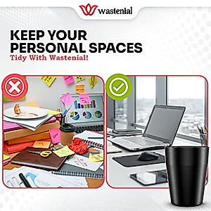 Wastenial 4pcs Plastic Round 1-Gallon Small Trash Can | Garbage Can Small, Wastebasket for Bathroom, Bedroom, Kitchen, Home Office, and Kids Room, Garbage Container Bin | Matte Black Trash Bin…